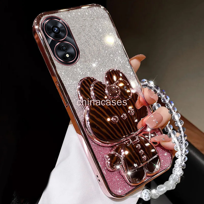 Casing OPPO A17 A38 A18 A60 A98 5G A78 A58 A79 A97 with rabbit mirror ...