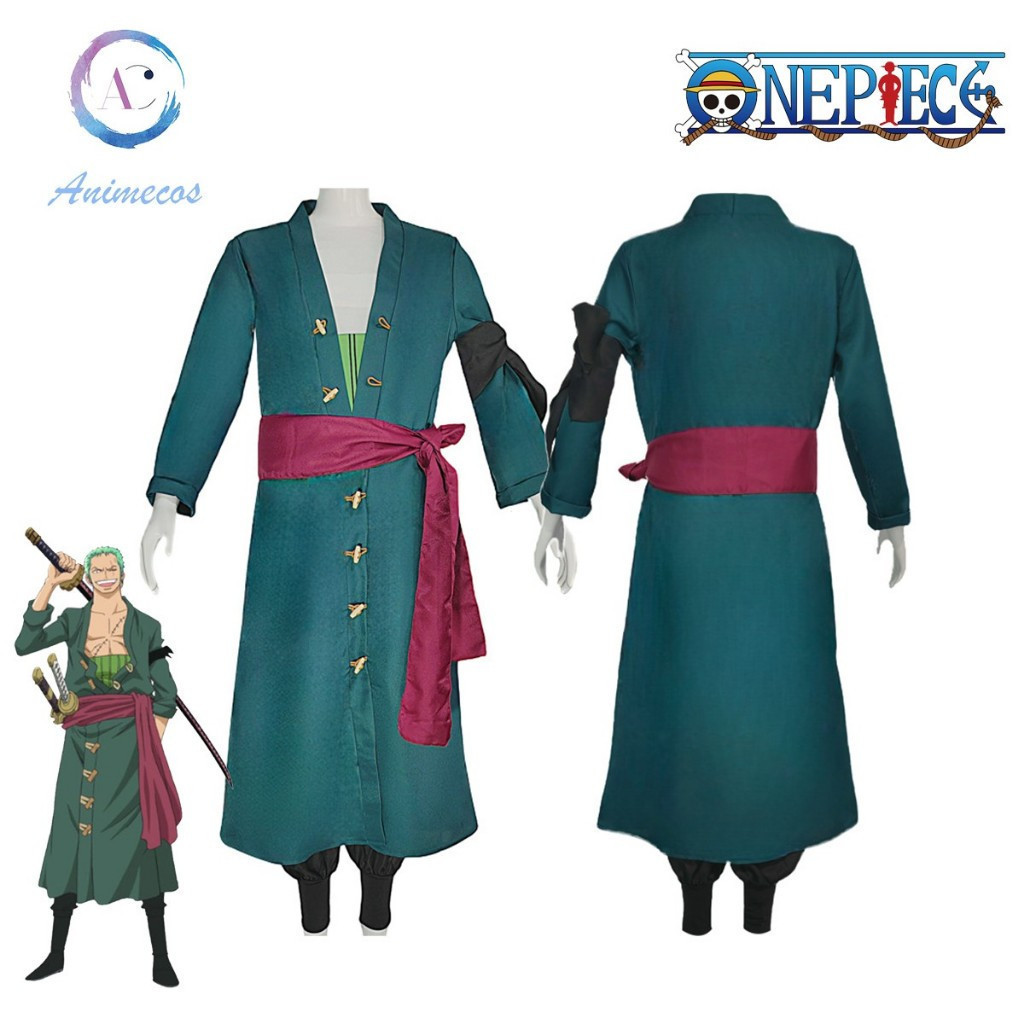 Roronoa Zoro Cosplay Costume Anime One Piece Men Kimono Green Robe ...