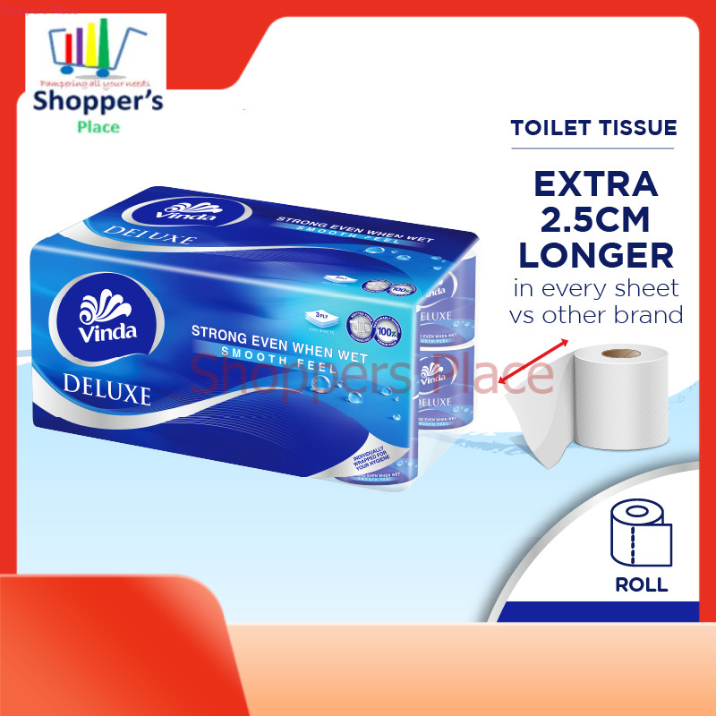 Vinda Deluxe Smooth Feel Toilet Tissue 3 Ply (16 Rolls) | Shopee Philippines