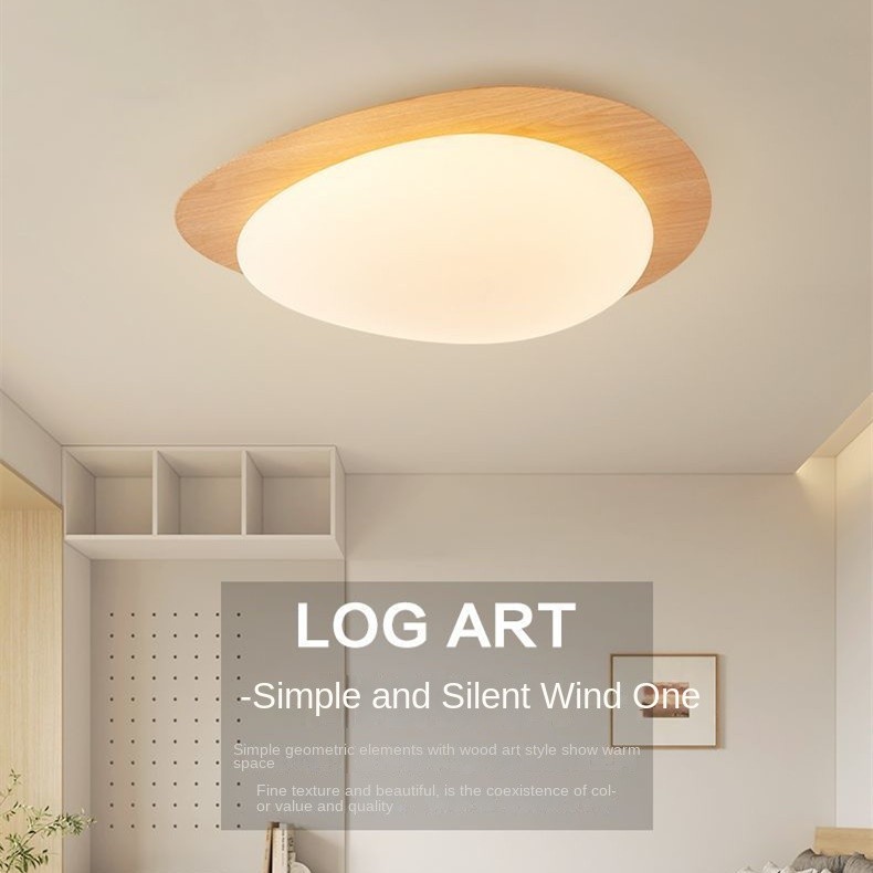 Nordic led Ceiling Light Dimmable Wood Grain Light Japanese Minimalist ...