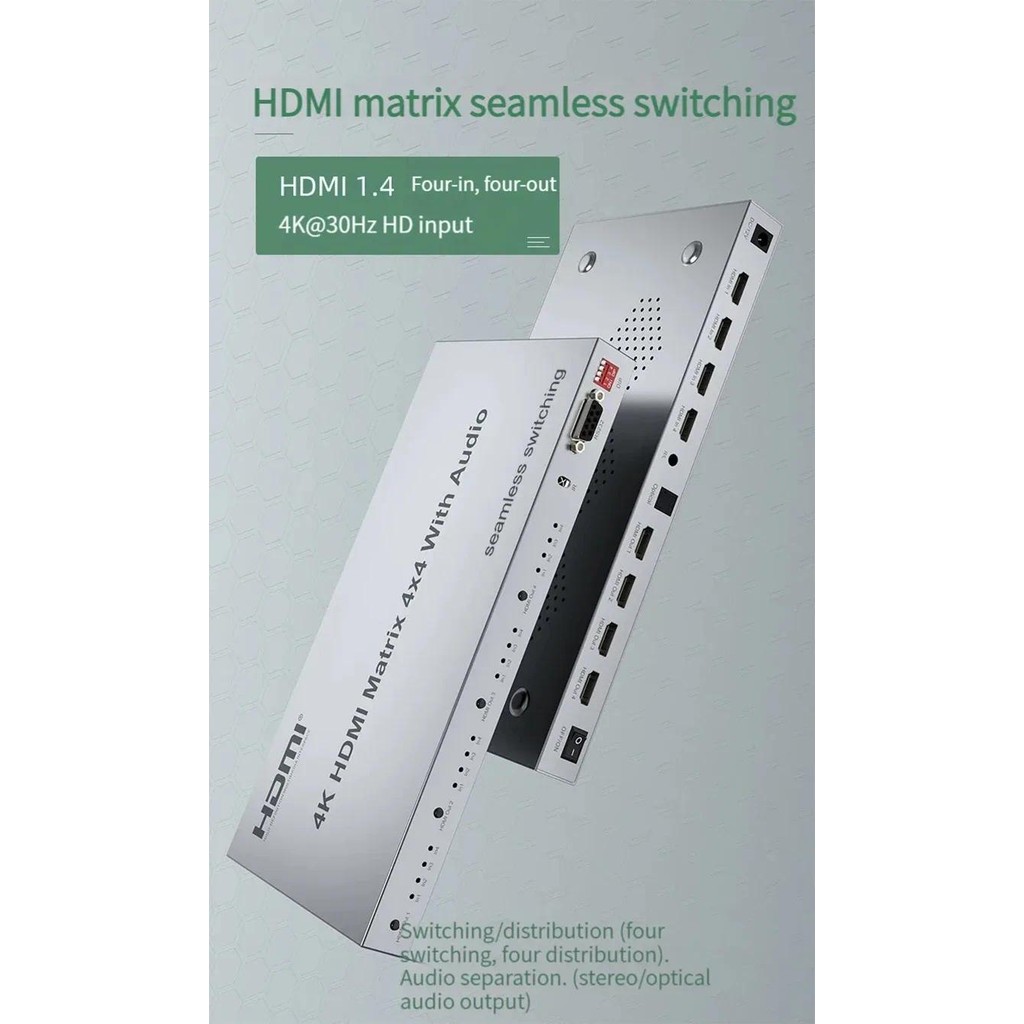 4K 4x4 HDMI Matrix with Audio Extractor Video Switcher Splitter 4 in 4 ...