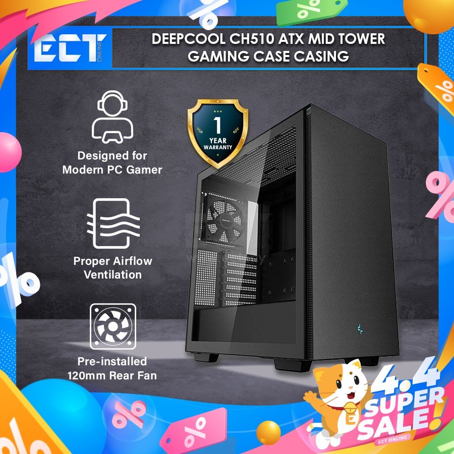 Deepcool CH510 ATX Mid Tower Gaming Case Casing with Pre Installed ...