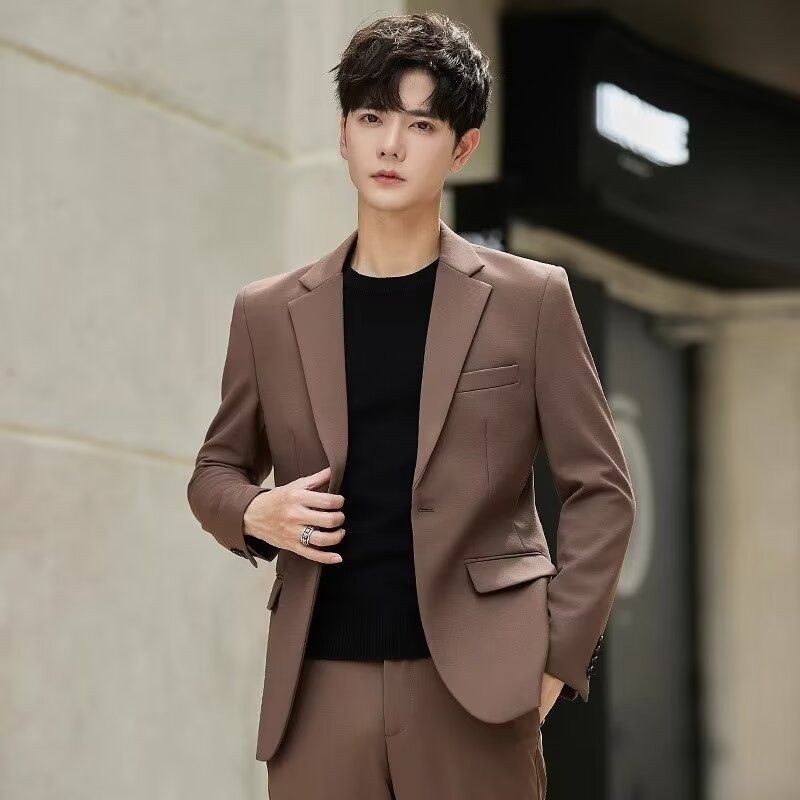 2025 New Style Coffee Color Suit Jacket Slim-fit Handsome Tuxedo Casual ...