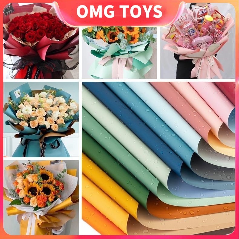 20PCS Bouquet flower wrapping paper Korean 2 tone gold two-color thick waterproof gilt paper OMG ...