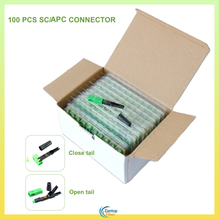 100 PCS SC-APC SC Connector Fiber Optic Connector Fast Connector Embedded Fiber Optic Quick Cold ...