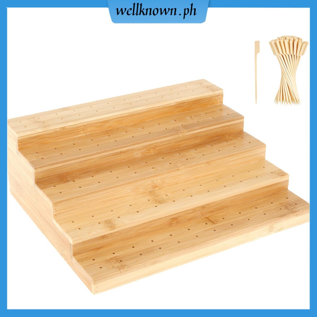 5 Tier Bamboo Party Food Display Rack with 120 Holes Enduring Appetizer ...