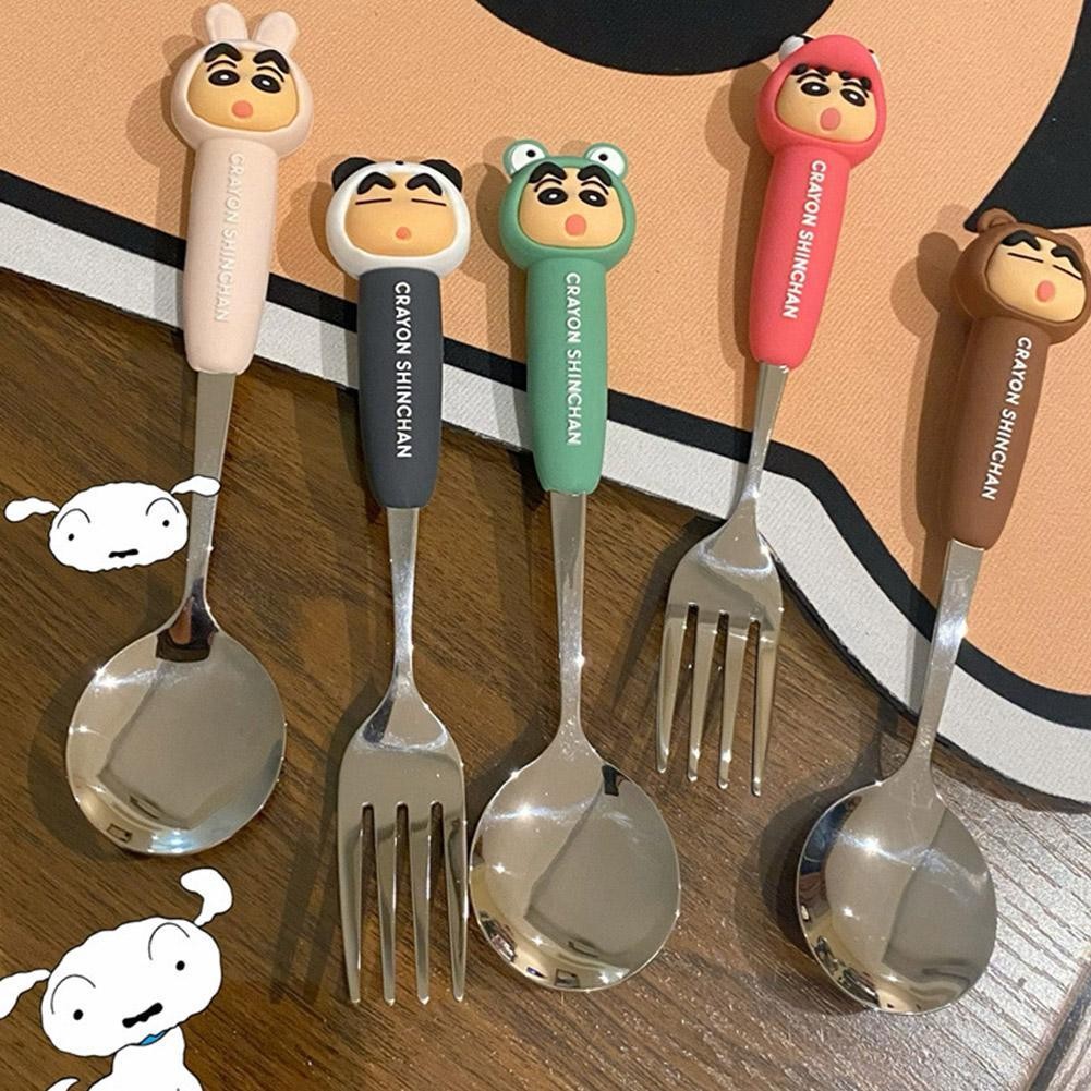 Crayon Shin Chan Spoon And Fork Cutlery Set Stainless Cartoon Tableware ...
