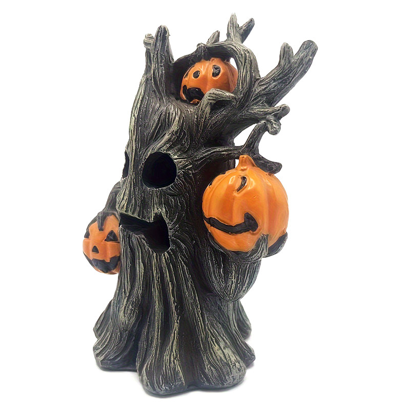 Halloween Pumpkin Tree Decor – Lighted Resin Halloween Figurine With ...