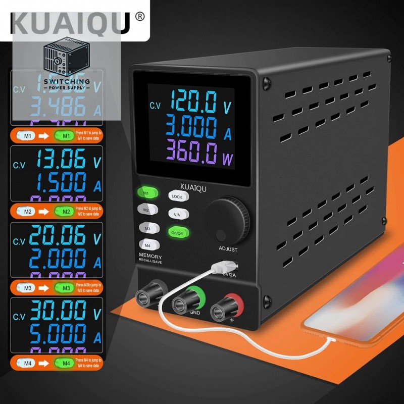 USB Laboratory Regulated DC Power Supply Unit Lab Bench Source Digital ...