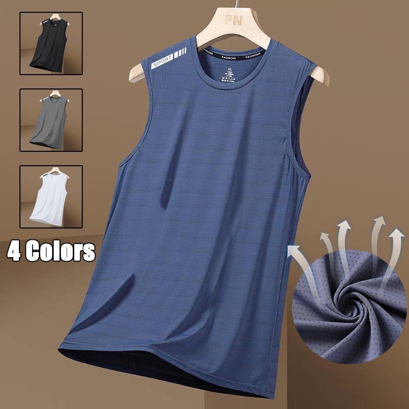 [4 Colors] M-5XL Men's Dri fit Sando Quick-Dry Solid Color Training ...