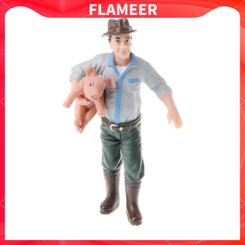 Lifelike Farm Model Figurine Science Toy Gift - Farmer Holding Pig ...