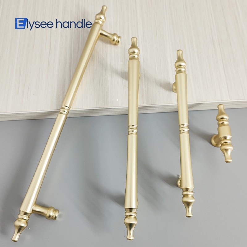 Zinc Alloy Matte Gold Kitchen Cabinet Door Handle Modern Cabinet Knobs ...