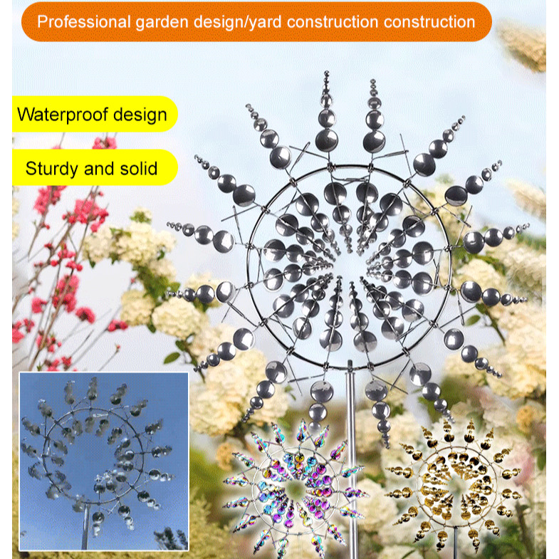 【Hot】Sunflower rotating outdoor wind sculpture Human-shaped rotating ...