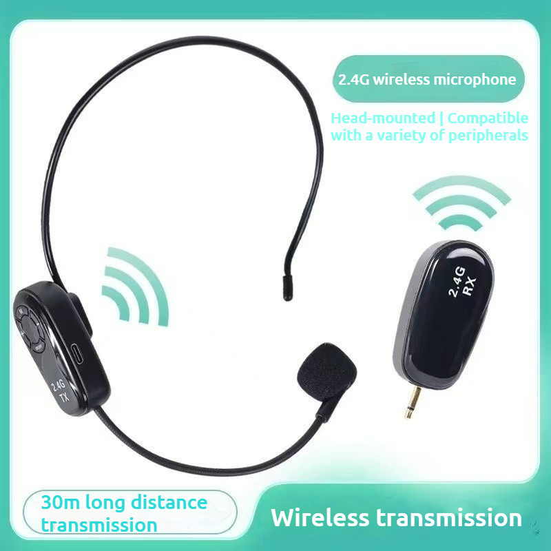 2.4G Wireless Headset Lapel Microphone For Teachers Amplifier Audio Ear ...