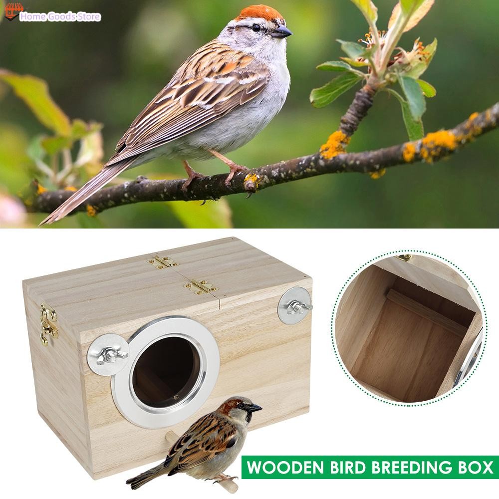 Wooden Bird Breeding Box Cage Parrot Budgie Nesting House Lovebirds ...