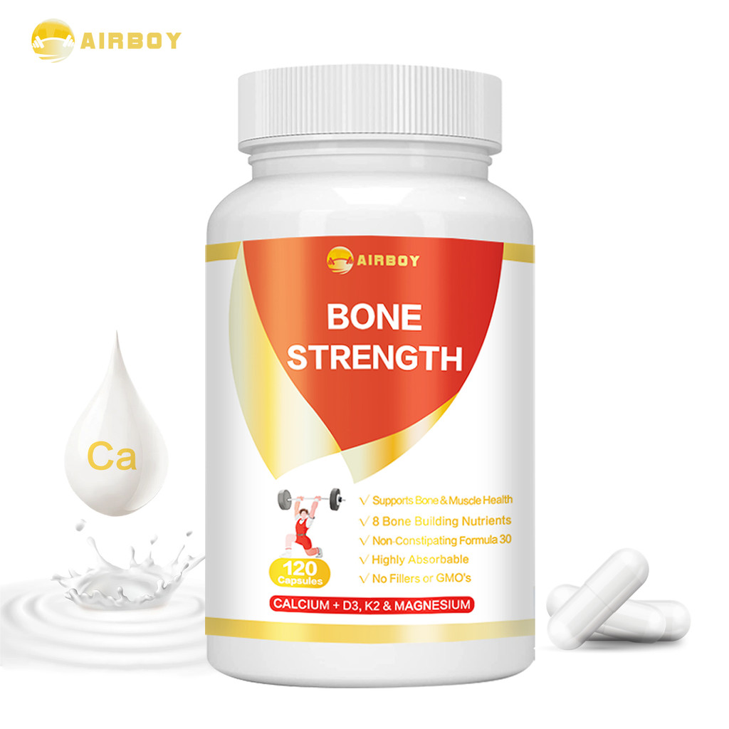 Airboy Bone Strength Supplement with Calcium, Magnesium, Vitamin D3, K2 ...