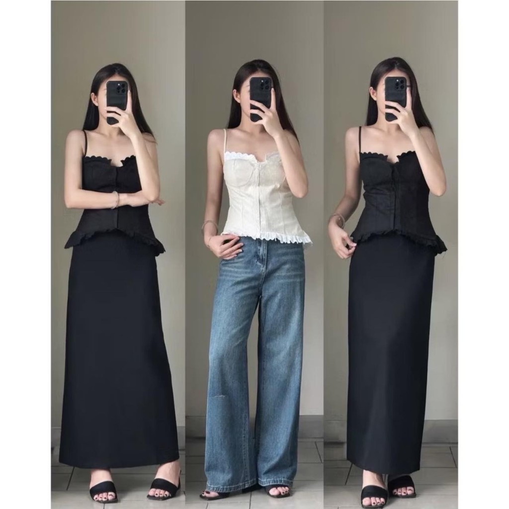 AURIE plain smocked back adjustable strap top for women _joieandco ...