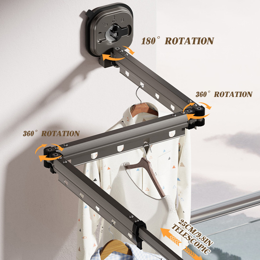Wall Mounted Folding Drying Rack Tri-fold Retractable Clothes Drying ...
