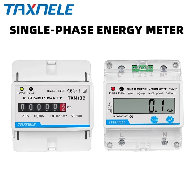 Single Phase 1P 2 Wire Digital Wattmeter Power Consumption Energy Meter ...