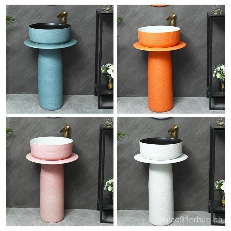 Stand Column Type Ceramic Washbasin Floor Type Integrated Wash Basin ...