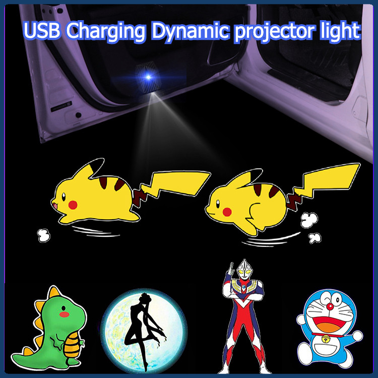 Dynamic Car Welcome Light Car Door Shadow Lighting USB Animation Car ...