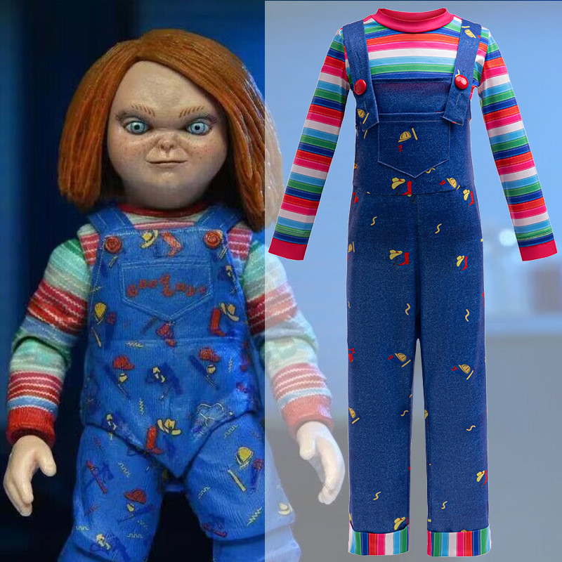 cosplay Chucky Doll Style Long Sleeve Strap Boys Two-Piece Set ...