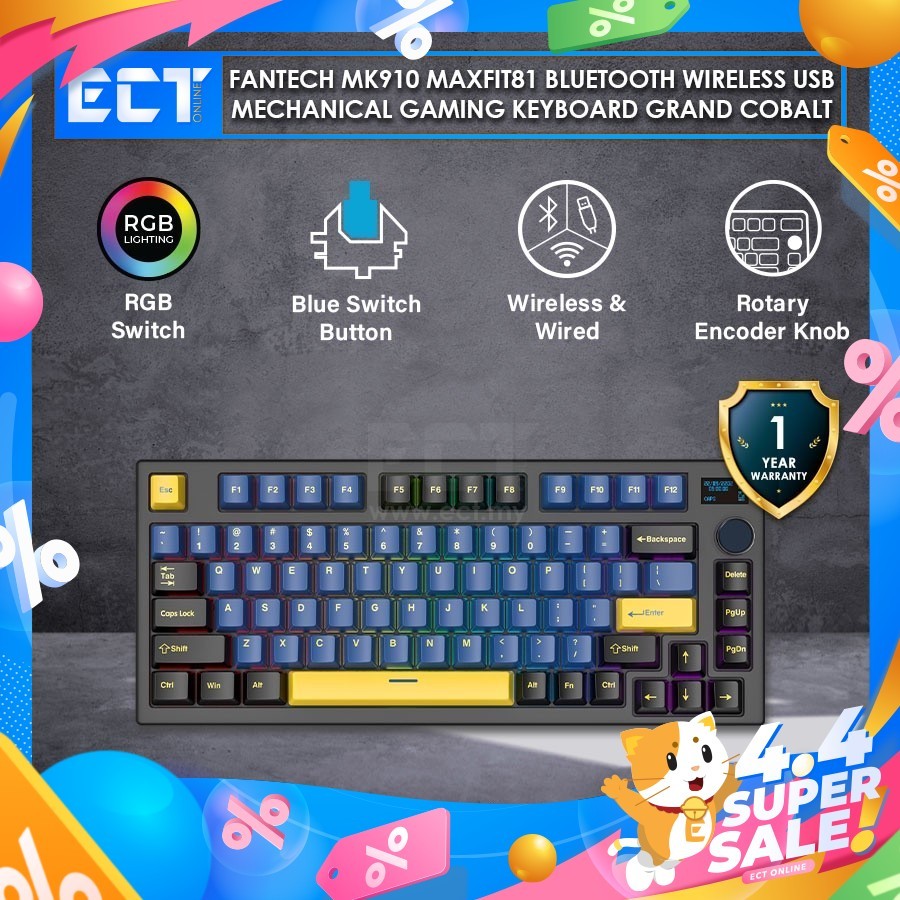 Fantech MK910 MAXFIT81 Bluetooth Wireless USB Mechanical Gaming ...
