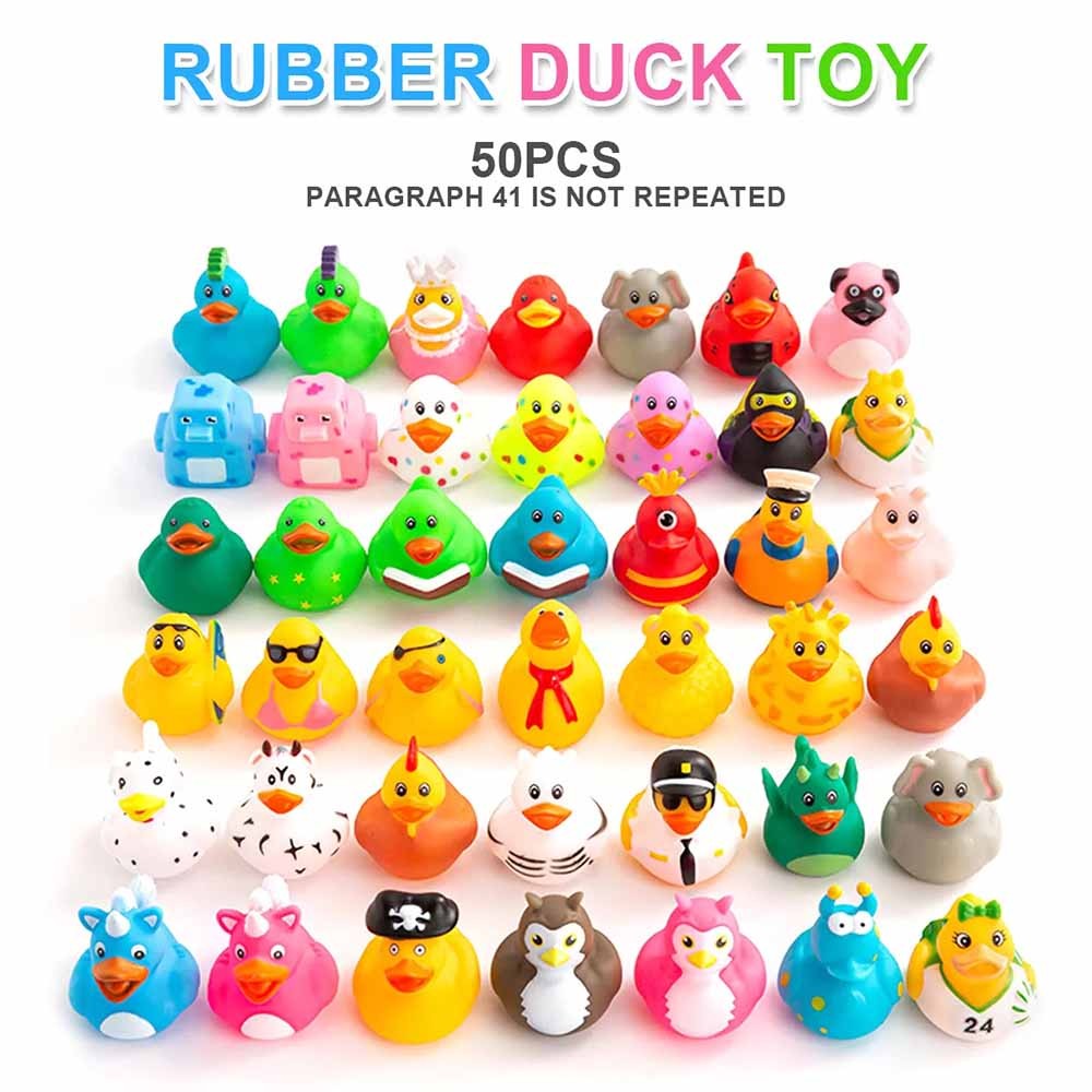 50 Pcs Assorted Ducks for Kids Rubber Duck Toy Cute Duck Bath Tub Pool ...