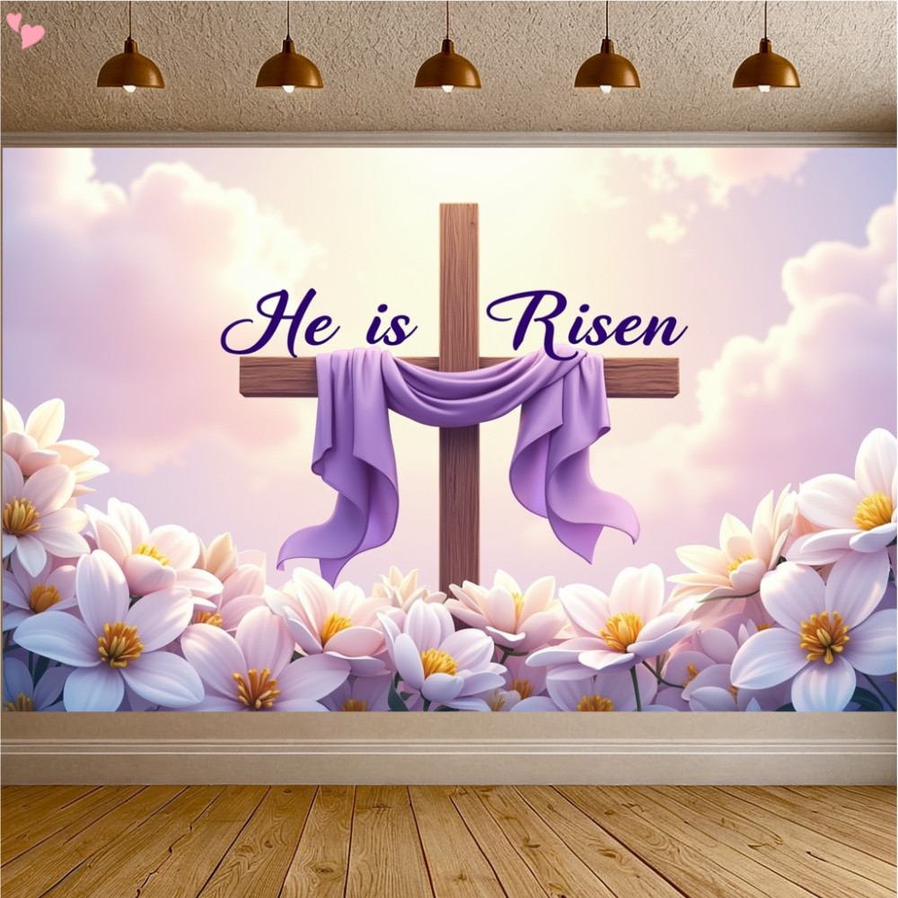He is Risen Backdrop 70.8x43.3inch Happy Easter Party Celebration ...