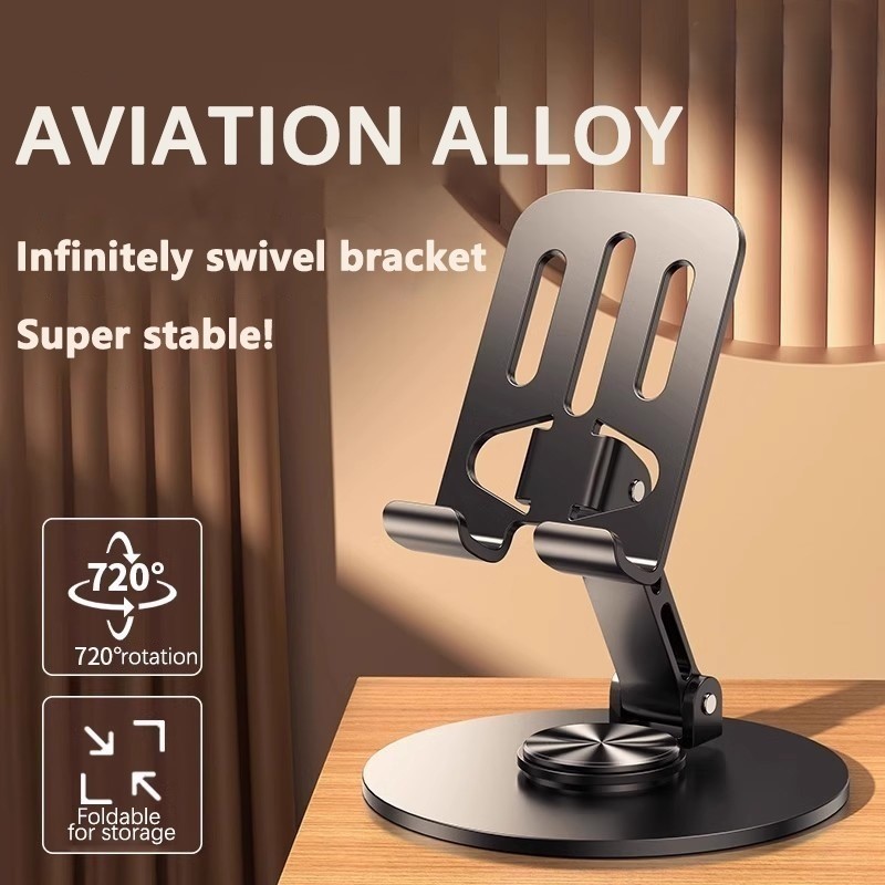 360° Rotating Metal Phone Stand – Foldable & Sturdy Desktop Holder for ...