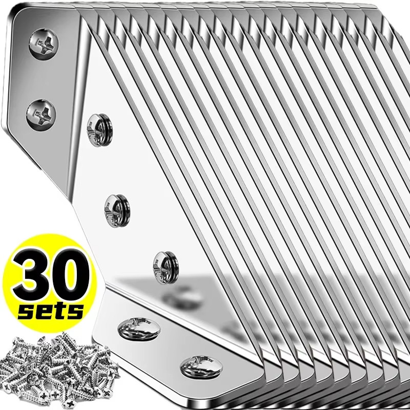10/20/30 Sets Stainless Steel Corner Brackets with Screws Furniture ...