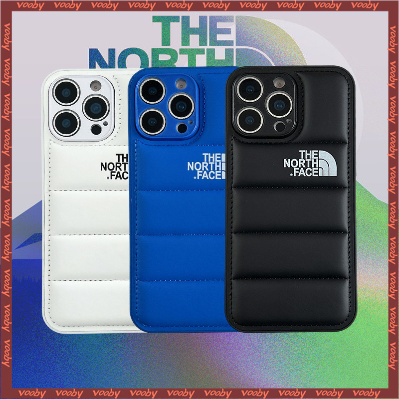 Simple Style THE FACE Label Hard Shell Blue White Black Down Jacket ...