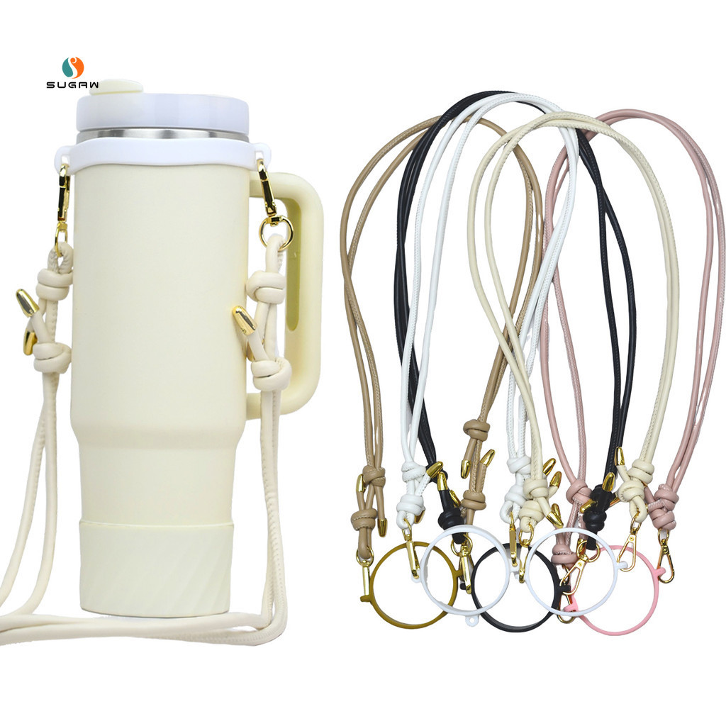 Water Bottle Handle Strap PU Adjustable Tumbler Shoulder Rope Water Bottle Sling Tumbler Holder ...
