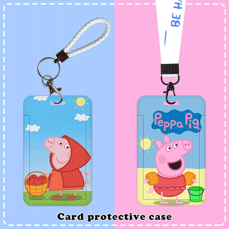 Peppa Pig Cute Card Protective Case Set Meal Bus Subway Card Neck ...