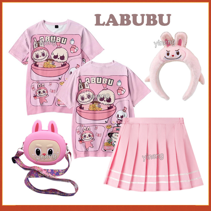 Fashion Labubu Costume for Kids Girl Labubu Tshirt Tops Pleated JK ...