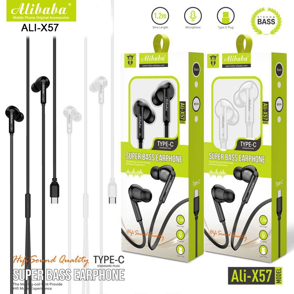 Alibaba Ali-X57 Type C Super Bass Earphone HiFi Sound Quality Headset ...