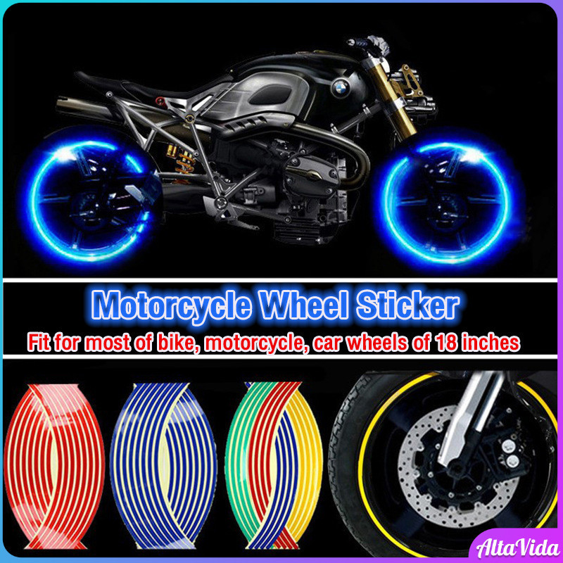 Alta 18 Inch Wheel Motorcycle Wheel Sticker Reflective Decals Rim Tape ...