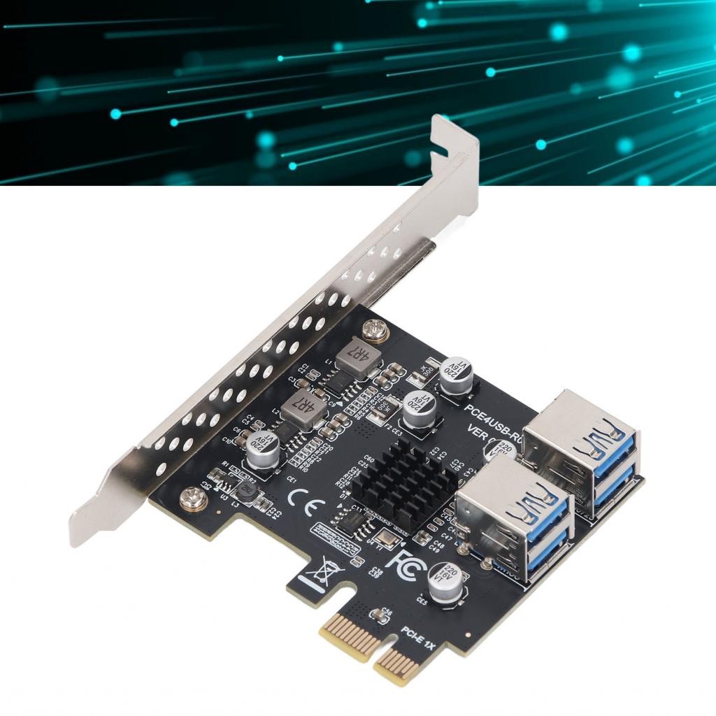 Mingxiu PCI E 1x To 4 USB 3.0 Slot Adapter USB3.2 GEN1 Extender Card ...