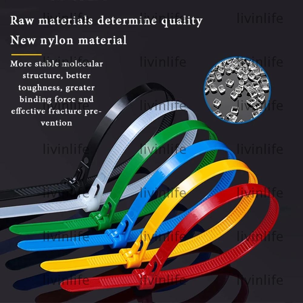 LIVINLIFE 50pcs Cable Zip Tie, 5*200 Self-locking Nylon Straps Ties, Nylon Loose Slipknot ...