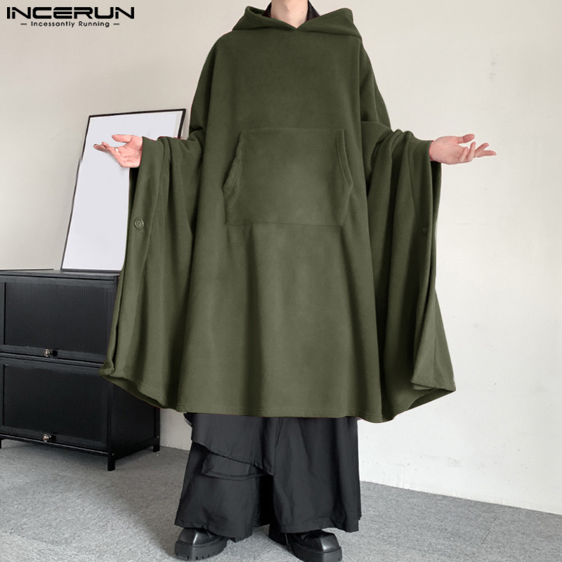 INCERUN Men Korean Fashion Long Sleeve Loose Design Solid Color Cloaks ...