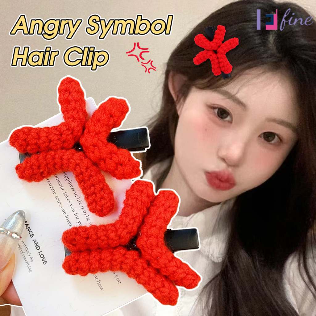 Funny Anime Angry Clip - Crochet Knitting Angry Symbol Headwear - Multi ...