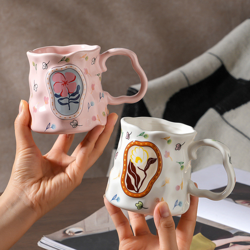 Mug Water Cup Coffee Cup Dream Flower Hand-Pinched Ceramic Mug High ...
