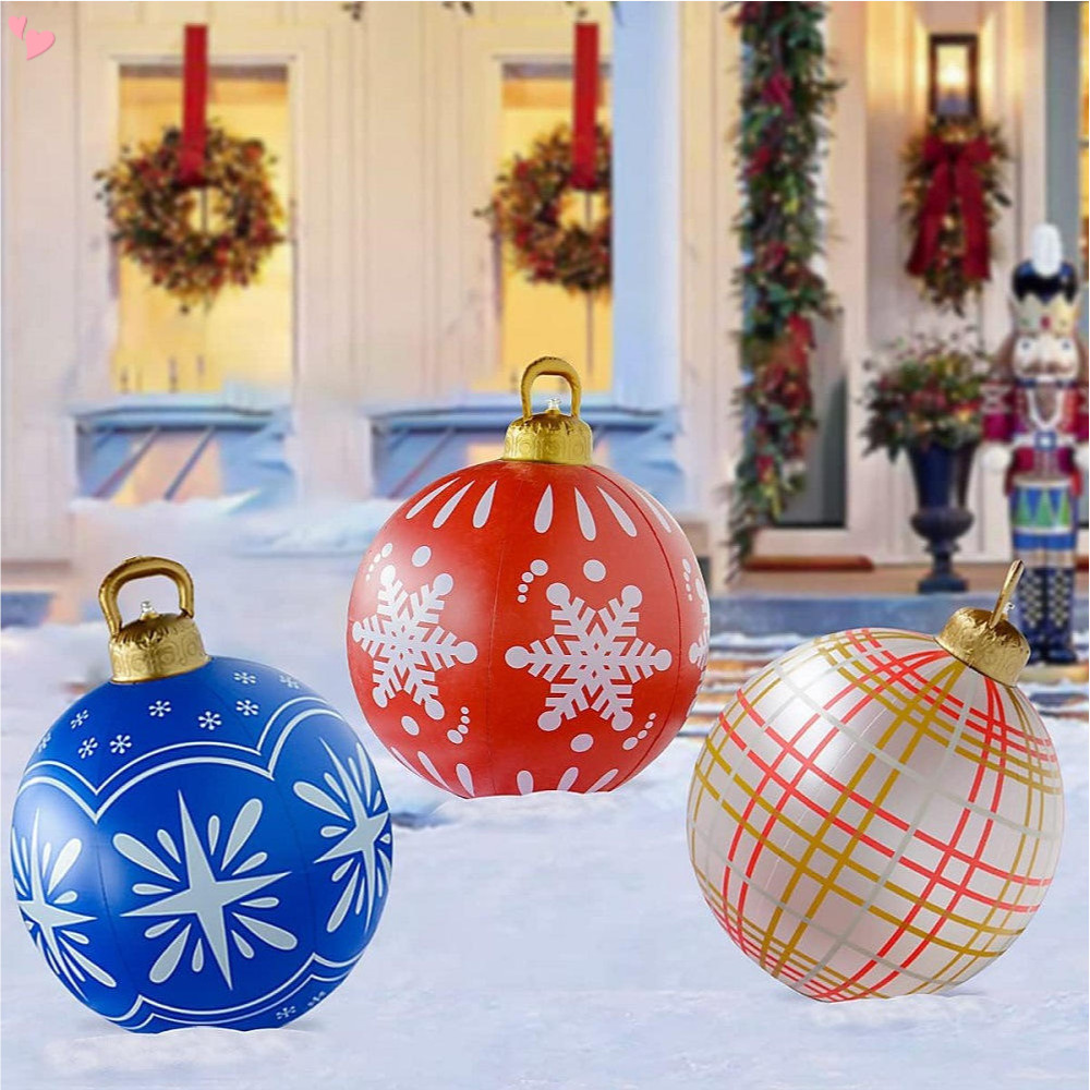 24 Inch Inflatable Christmas Ball Giant PVC Xmas Inflatable Decorated ...