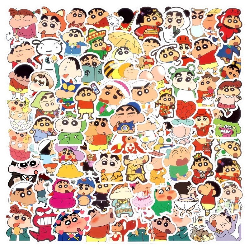 100PCS Cartoon Anime Kawaii Crayon Shin Chan Stickers for Car Laptop ...