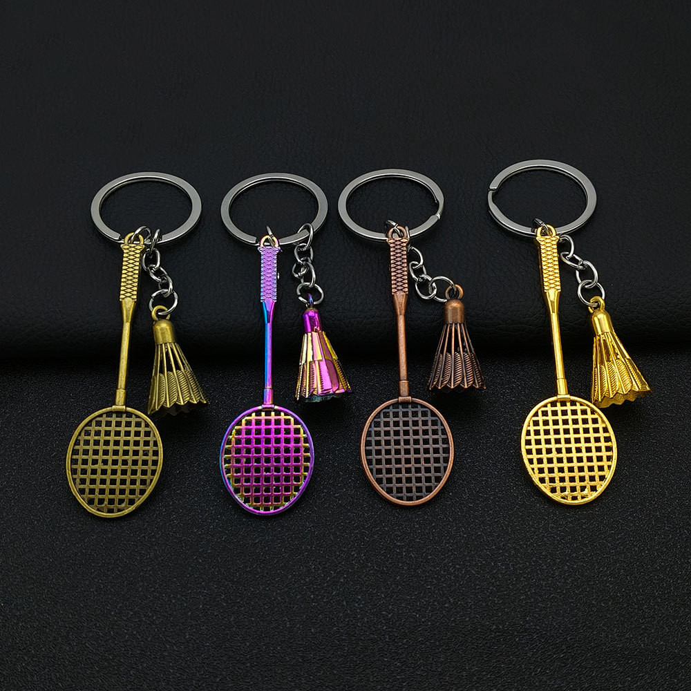 Metal Badminton Racket Key Chain Dazzling Badminton Pendant Key Ring ...