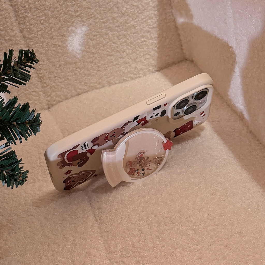 Christmas Crystal Ball Shaking Music Stand Phone Case Lanyard Shock ...