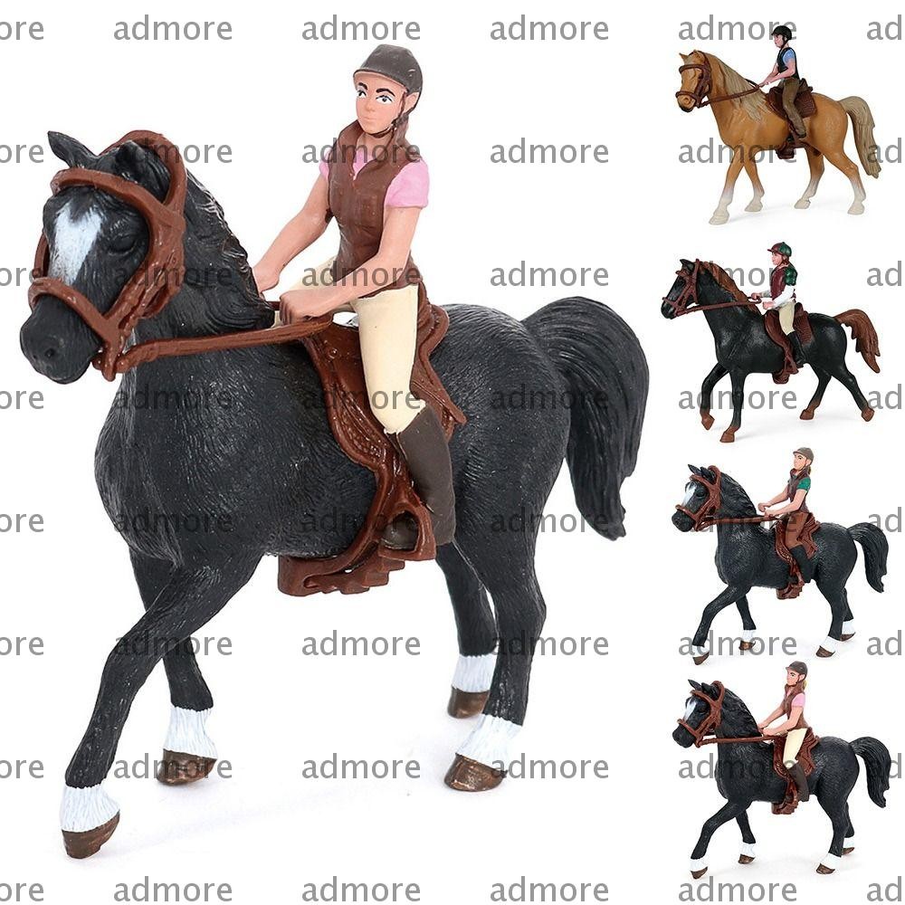 ADMORE Artificial Rider Horse Figurine, Realistic Plastic Lifelike ...