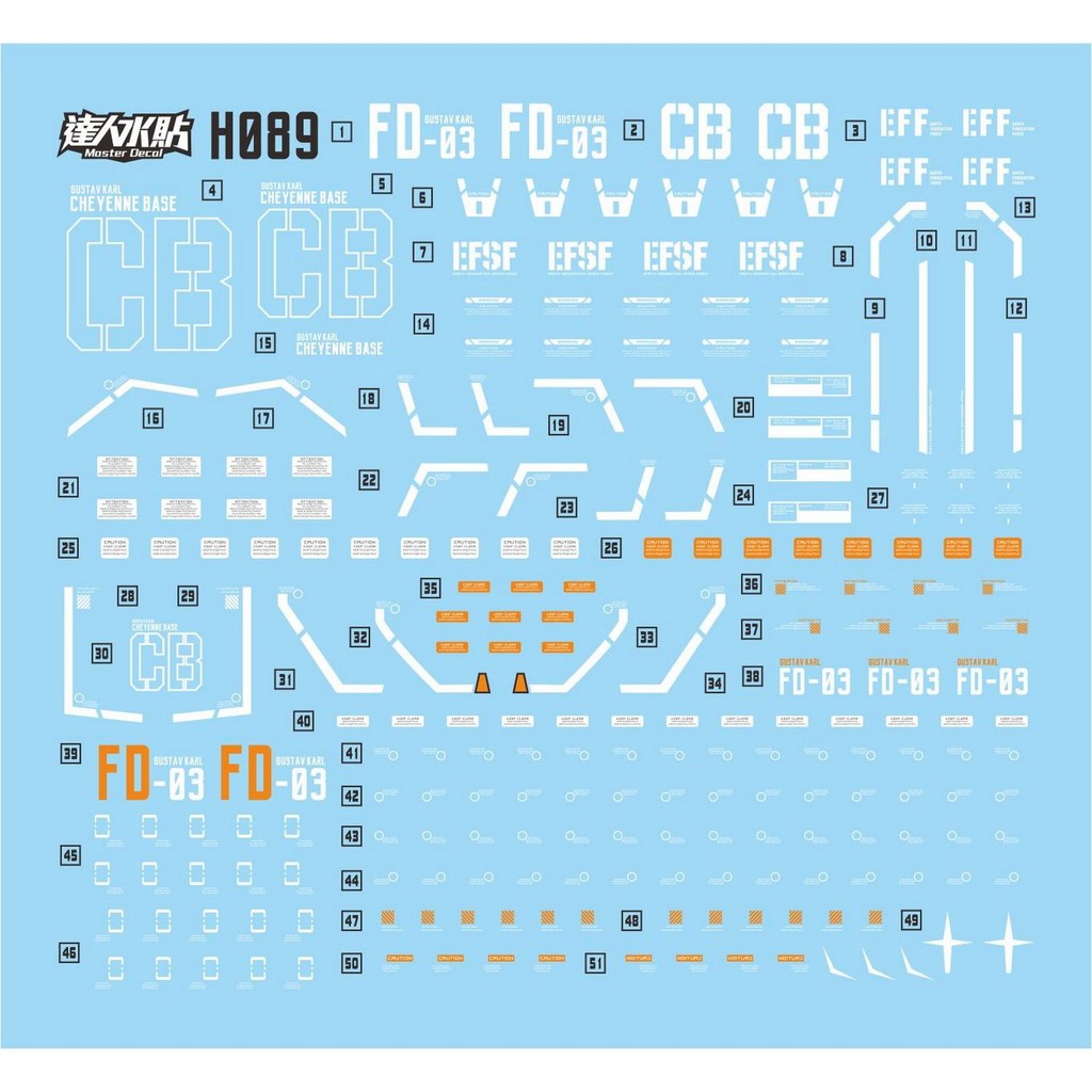 MASTER Decal Water Slide Decal H097 for 1/144 HG HGUC Gustav Karl ...