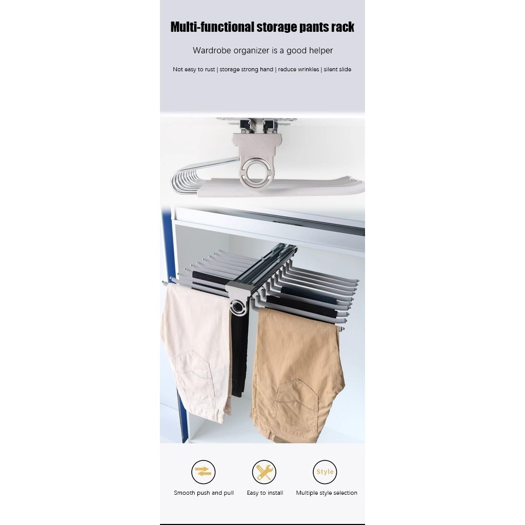 GOODHAND Pant Pull-Out Wardrobe Rack A Must-Have Side-Mounted Tool for ...
