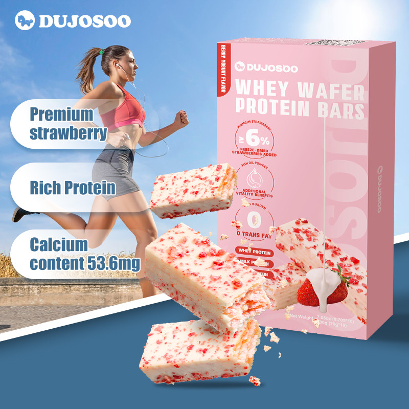 DUJOSOO Strawberry yogurt-flavored protein bar FDA 20g- Pack of 10 Rich ...